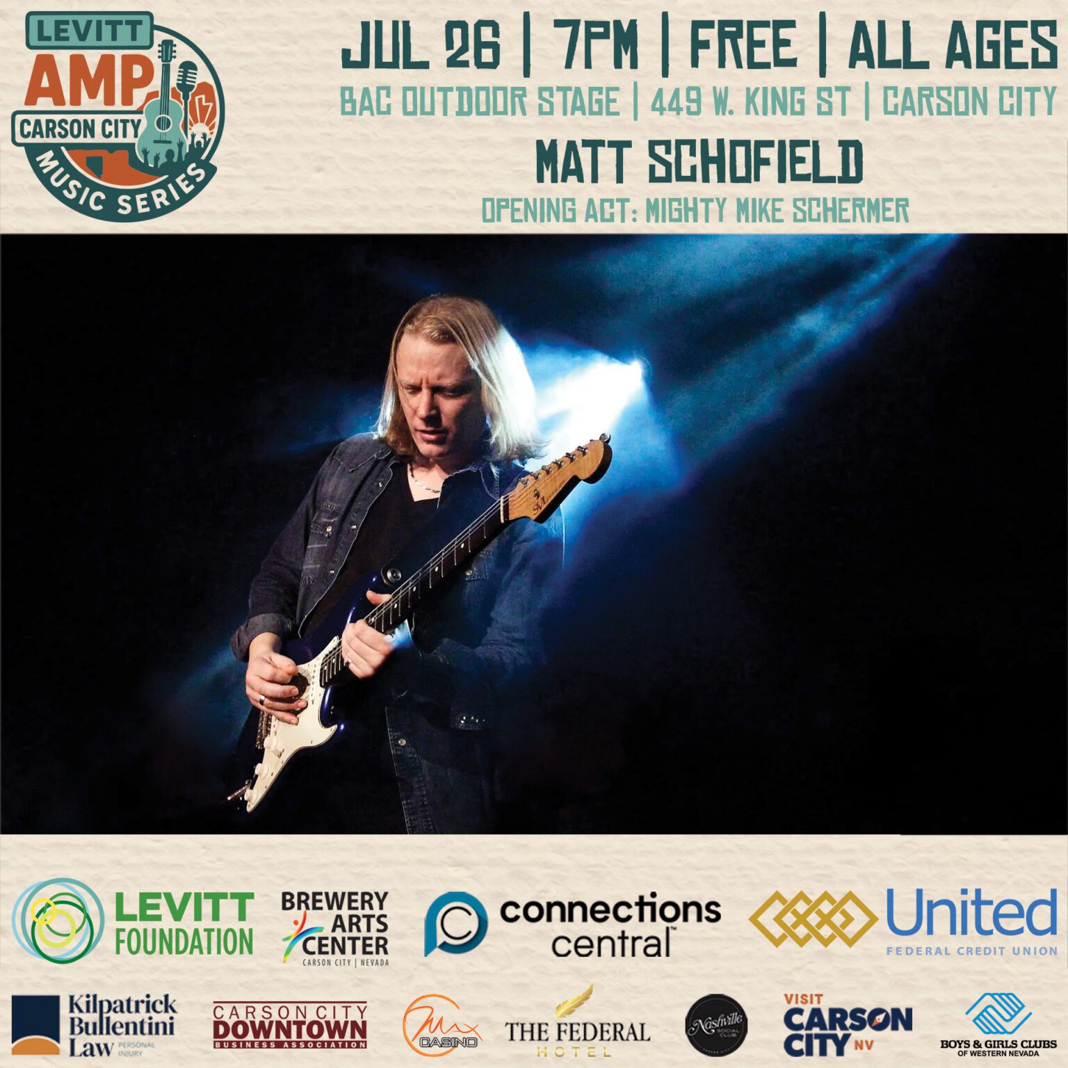 Matt Schofield | FREE | Levitt AMP Carson City Music Series | Saturday ...